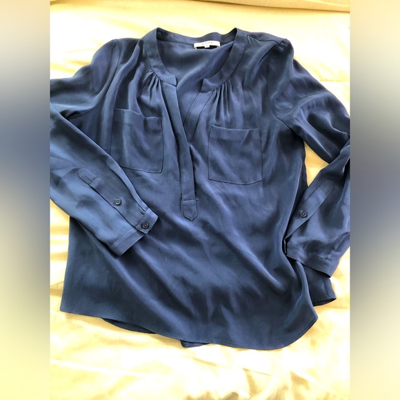 Milly | Tops | Milly Silk Blouse Blue Euc | Poshmark